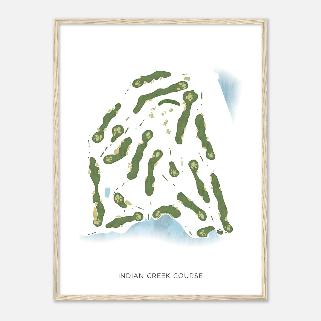 Indian Creek Course, Florida - Modern Watercolor Map | Golfer Gift ...