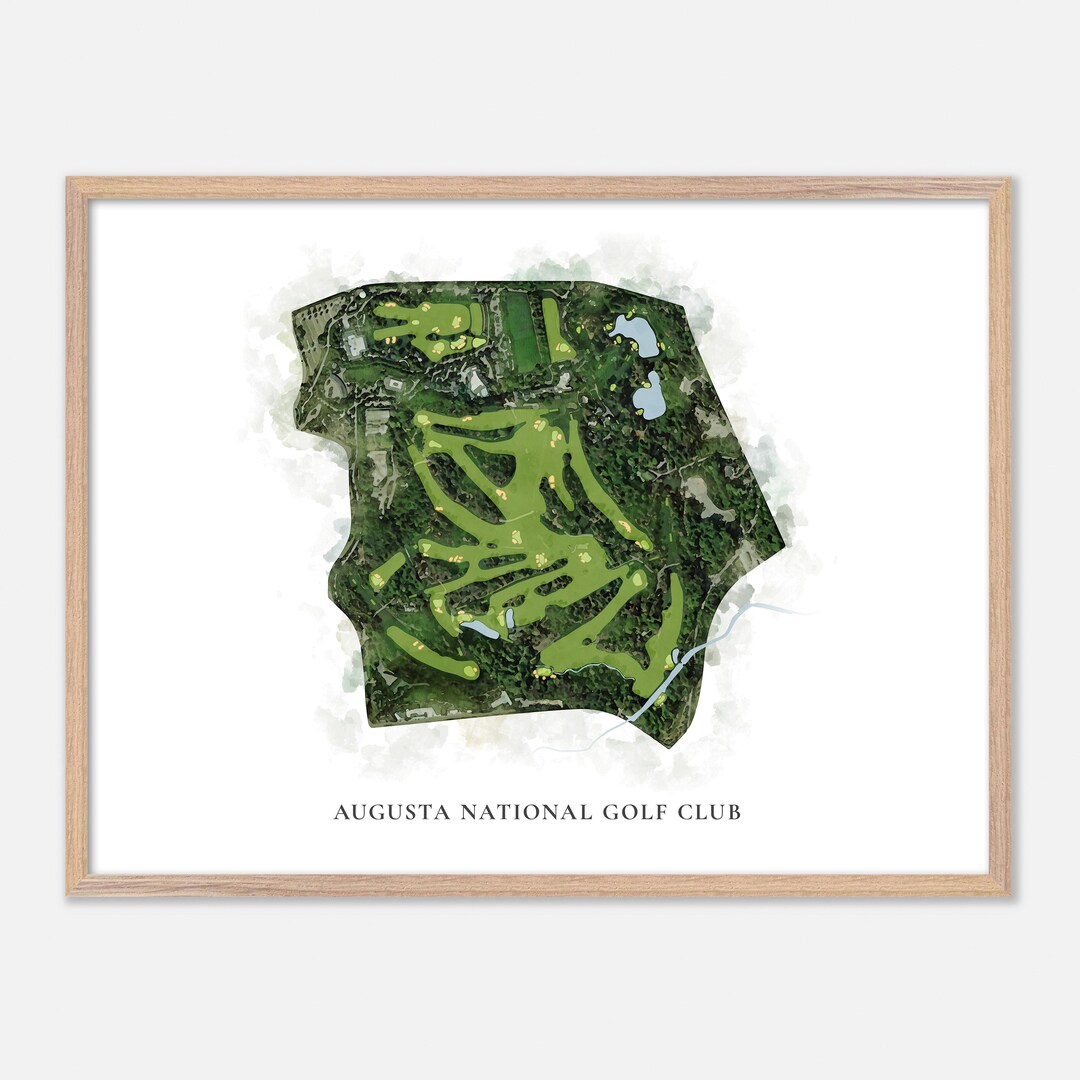Augusta National Golf Club in Augusta, Georgia - Classic Watercolor Map ...