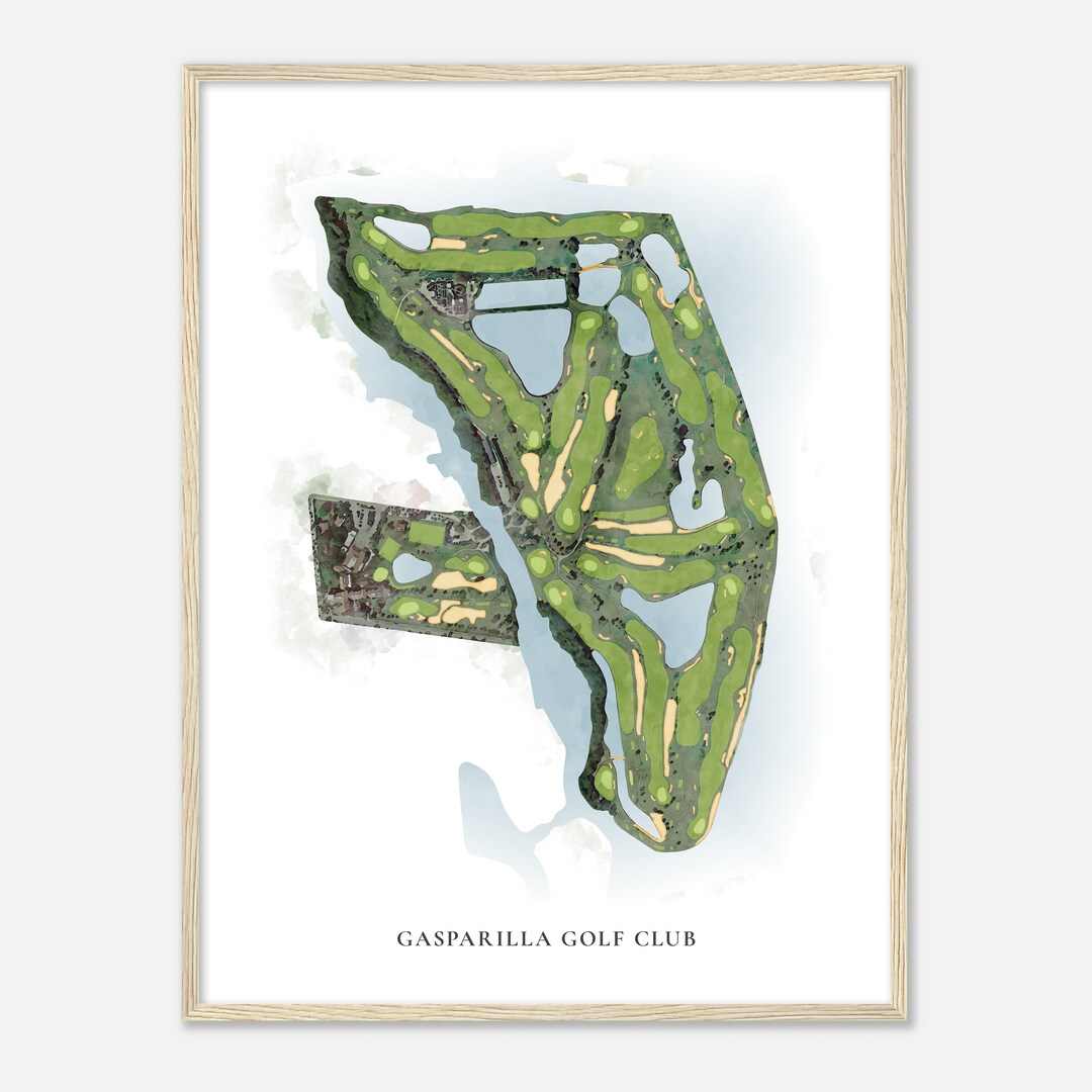 Gasparilla Golf Club, Florida - Classic Watercolor Map | Golfer Gift ...