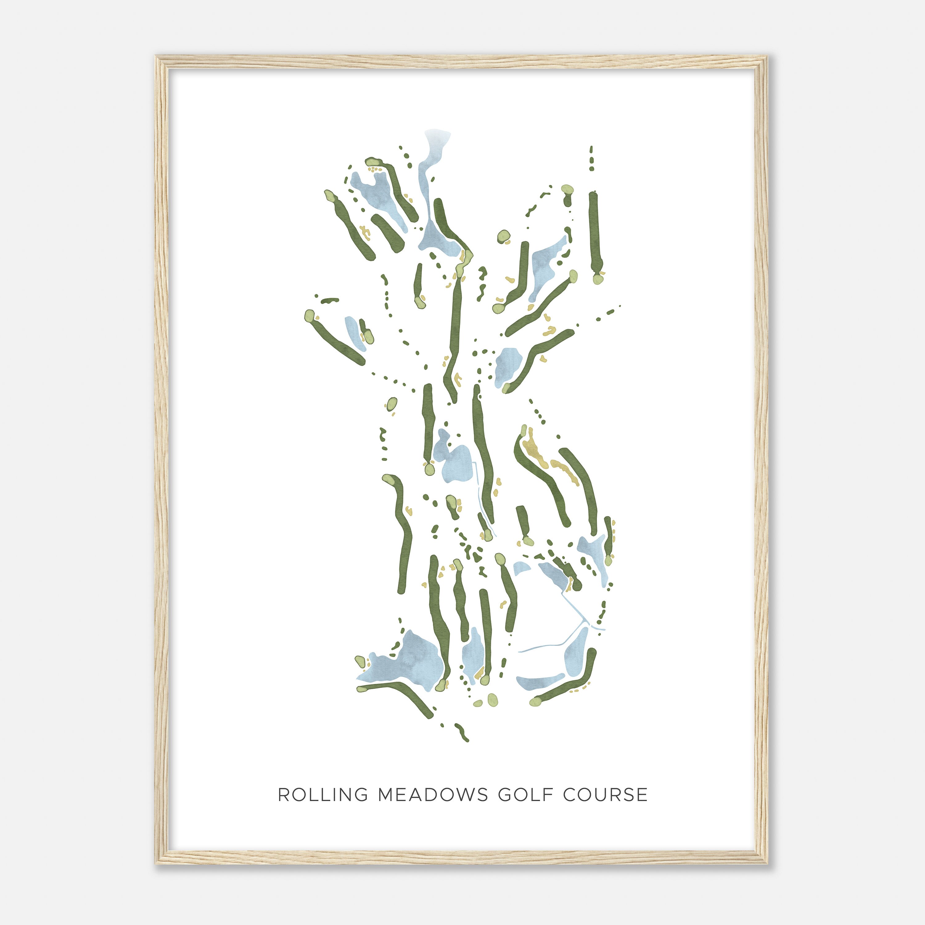 Rolling Meadows Golf Course, Wisconsin - Modern Watercolor Map | Golfer ...