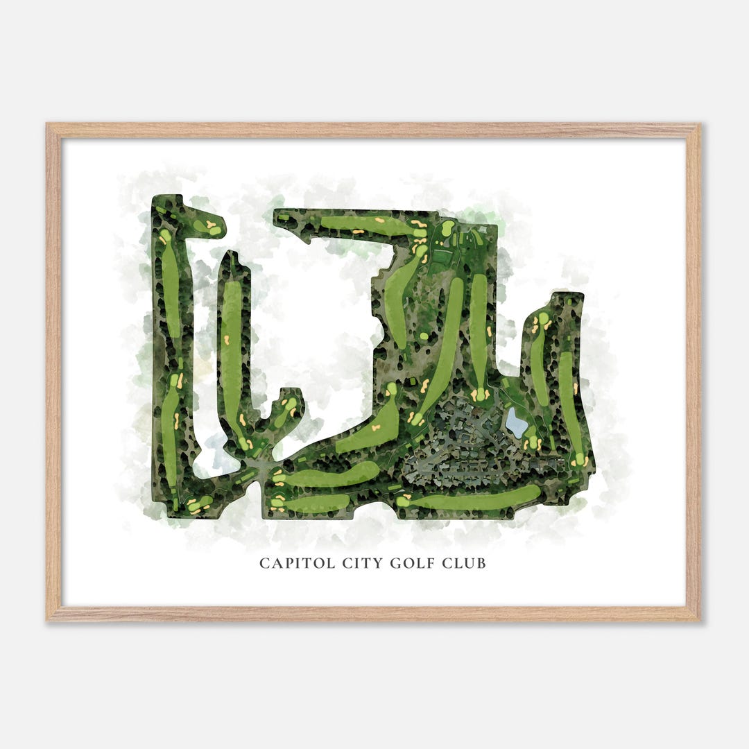 Capitol City Golf Club in Olympia, Washington - Classic Watercolor Map ...