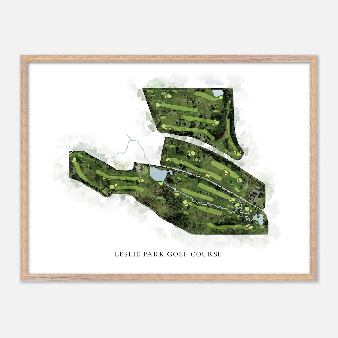Leslie Park Golf Course in Ann Arbor, Michigan - Classic Watercolor Map ...