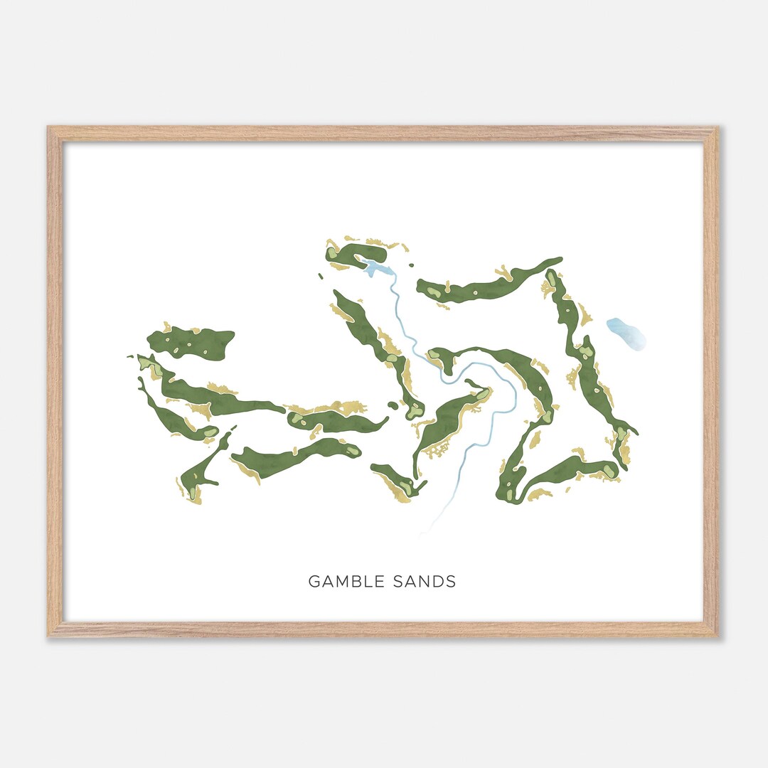 Gamble Sands in Brewster, Washington - Modern Watercolor Map | Golfer ...