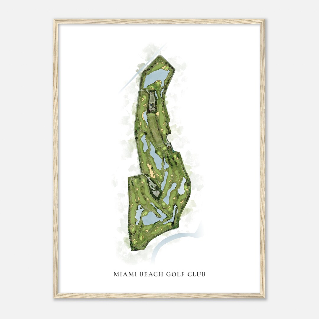 Miami Beach Golf Club, Florida - Classic Watercolor Map | Golfer Gift ...