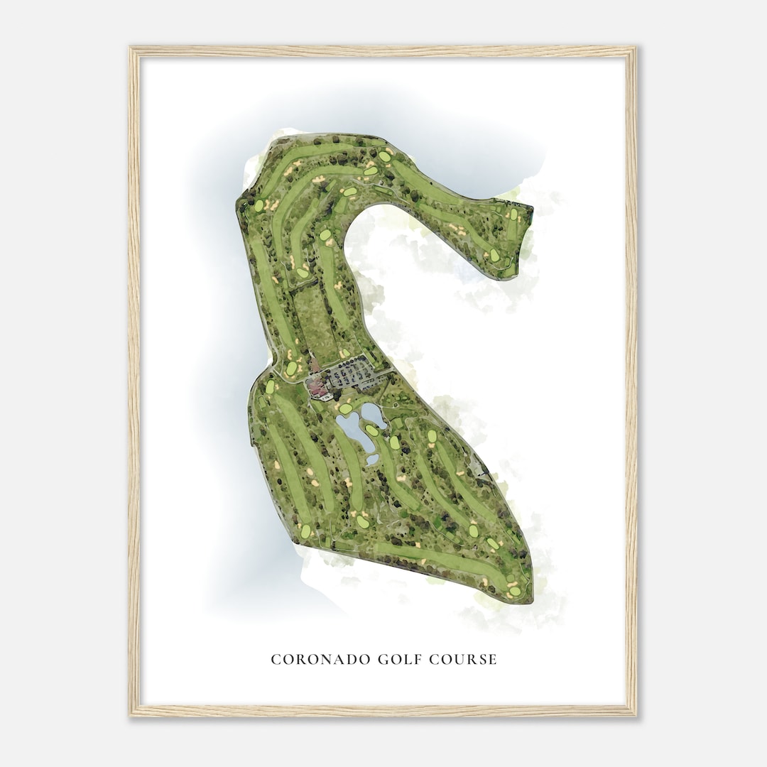 Coronado Golf Course, California - Classic Watercolor Map | Golfer Gift ...