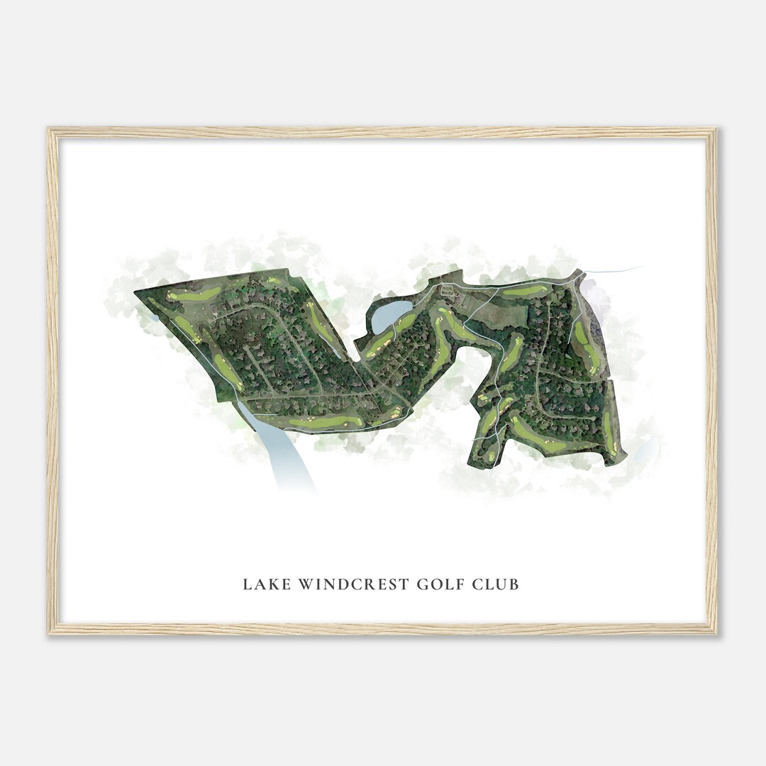 Lake Windcrest Golf Club, Texas - Classic Watercolor Map | Golfer Gift ...