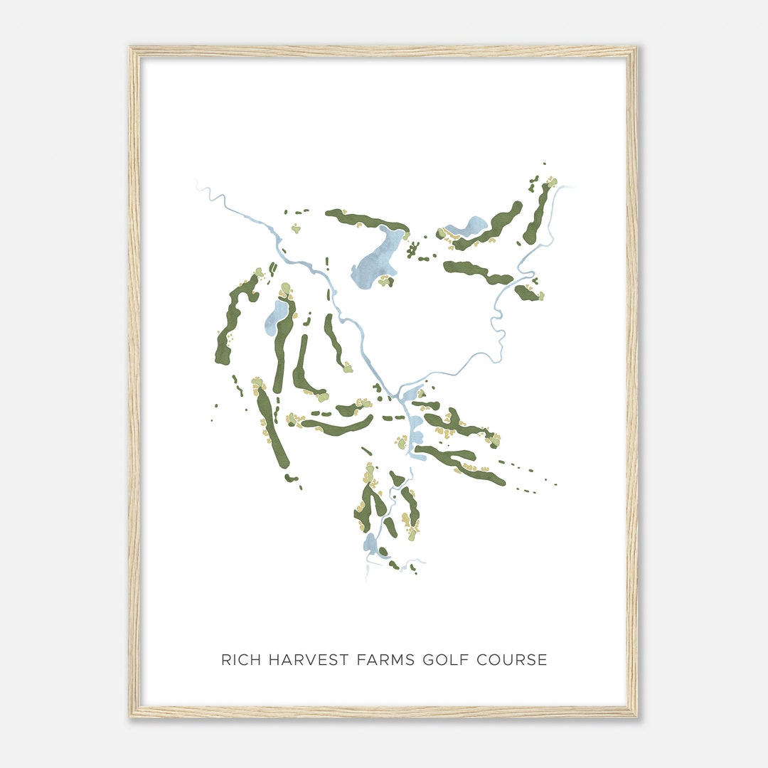 Rich Harvest Farms Golf Course, Illinois - Modern Watercolor Map ...