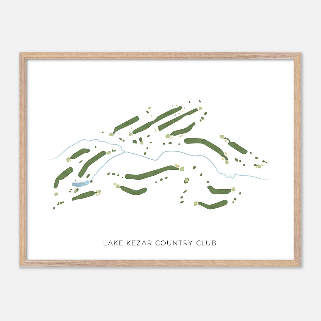 Lake Kezar Country Club in Lovell, Maine - Modern Watercolor Map ...
