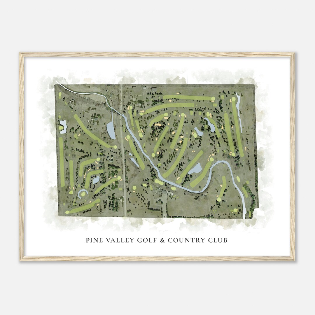 Pine Valley Golf & Country Club, Michigan - Classic Watercolor Map ...