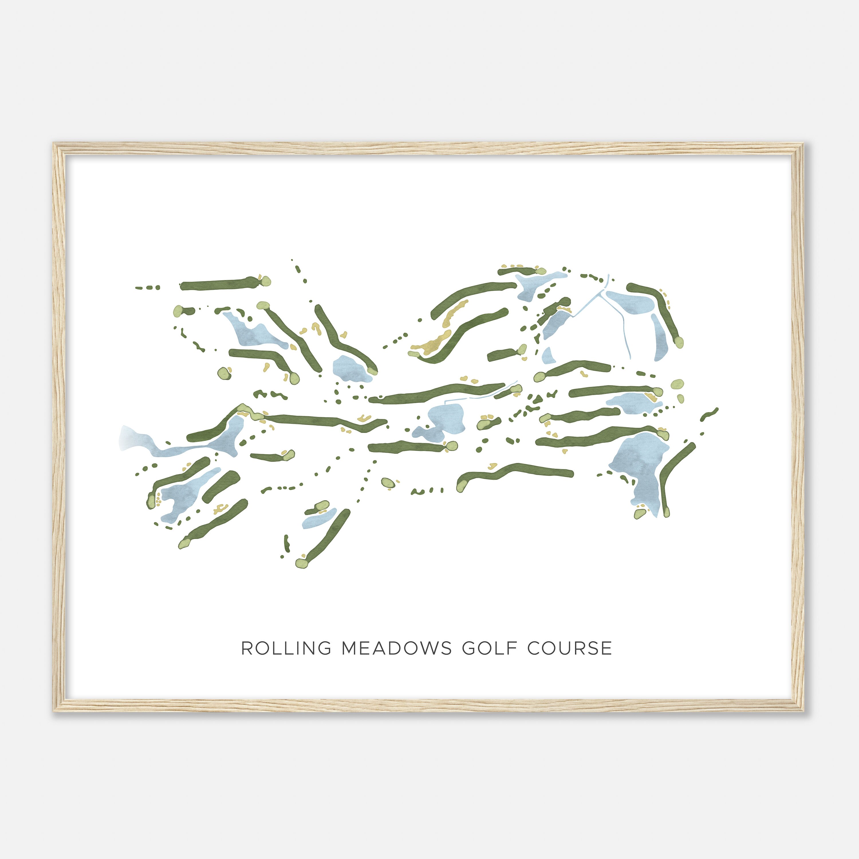 Rolling Meadows Golf Course, Wisconsin - Modern Watercolor Map | Golfer ...