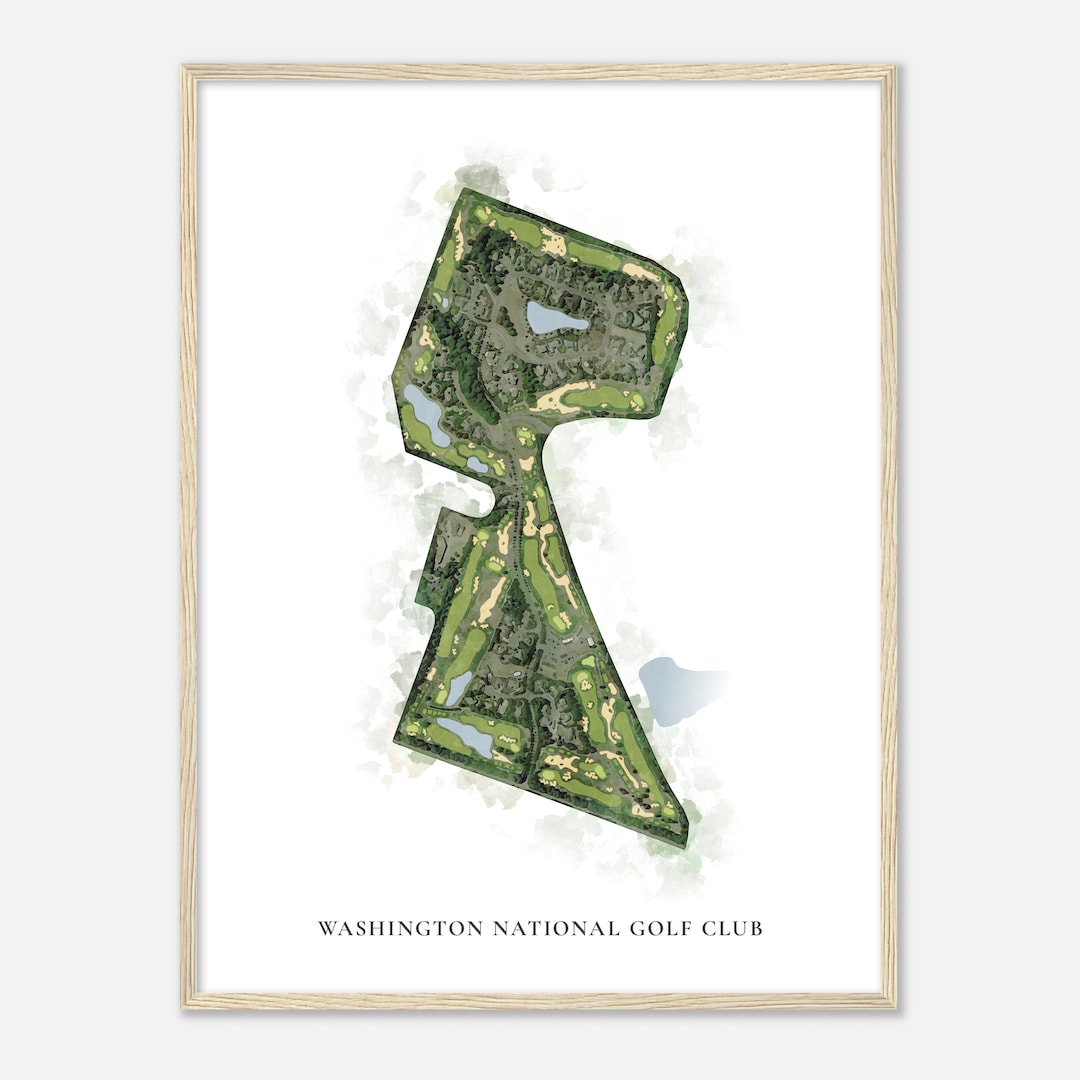 Washington National Golf Club, Washington - Classic Watercolor Map ...