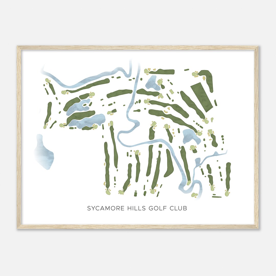Sycamore Hills Golf Club, Michigan - Modern Watercolor Map | Golfer ...