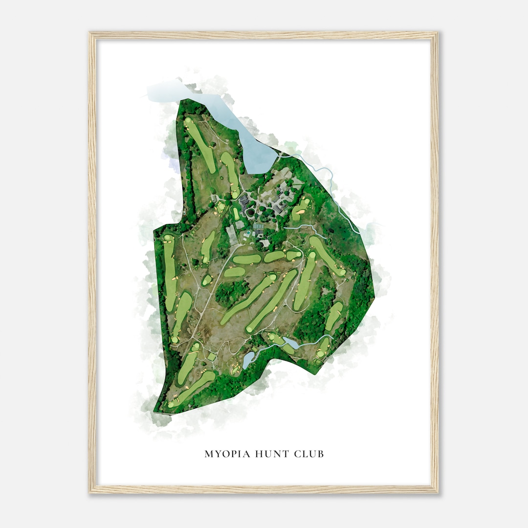 Myopia Hunt Club, Massachusetts - Classic Watercolor Map | Golfer Gift ...