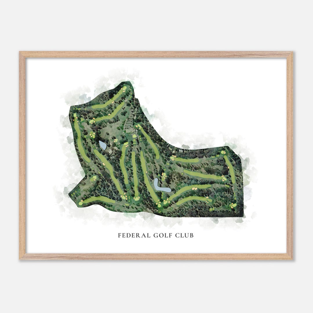 Federal Golf Club in Red Hill, Australia - Classic Watercolor Map ...