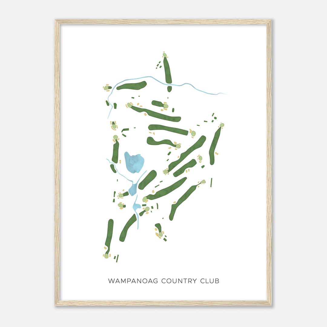 Wampanoag Country Club, Connecticut - Modern Watercolor Map | Golfer ...