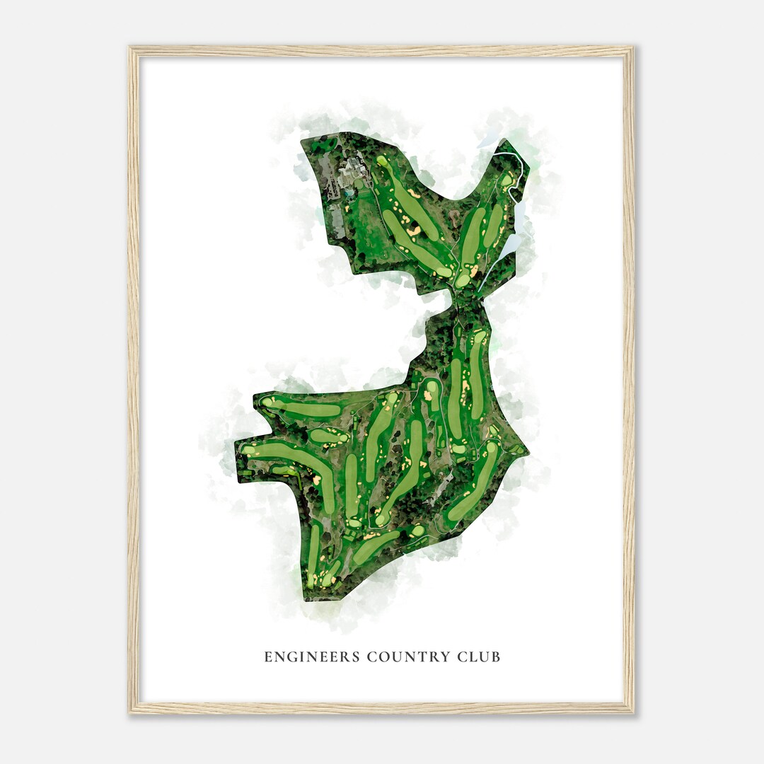 Engineers Country Club, New York - Classic Watercolor Map | Golfer Gift ...