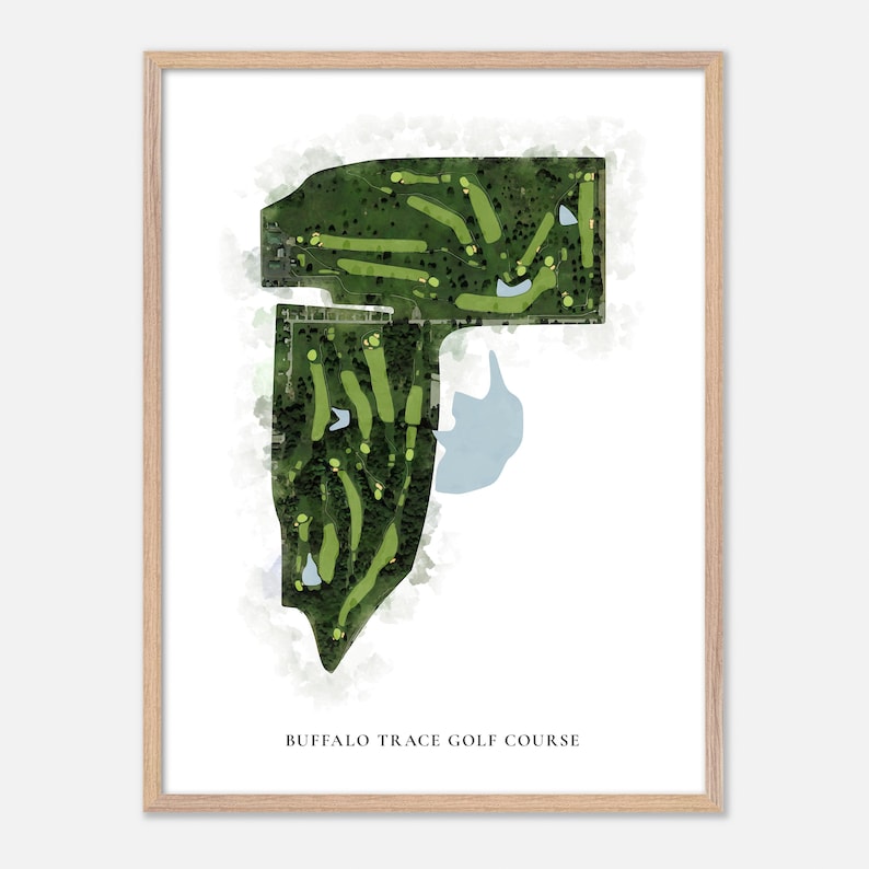 Buffalo Trace Golf Course in Jasper, Indiana - Classic Watercolor Map ...