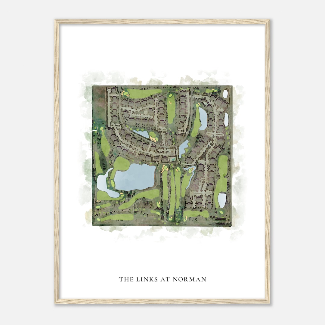 The Links at Norman, Oklahoma - Classic Watercolor Map | Golfer Gift ...