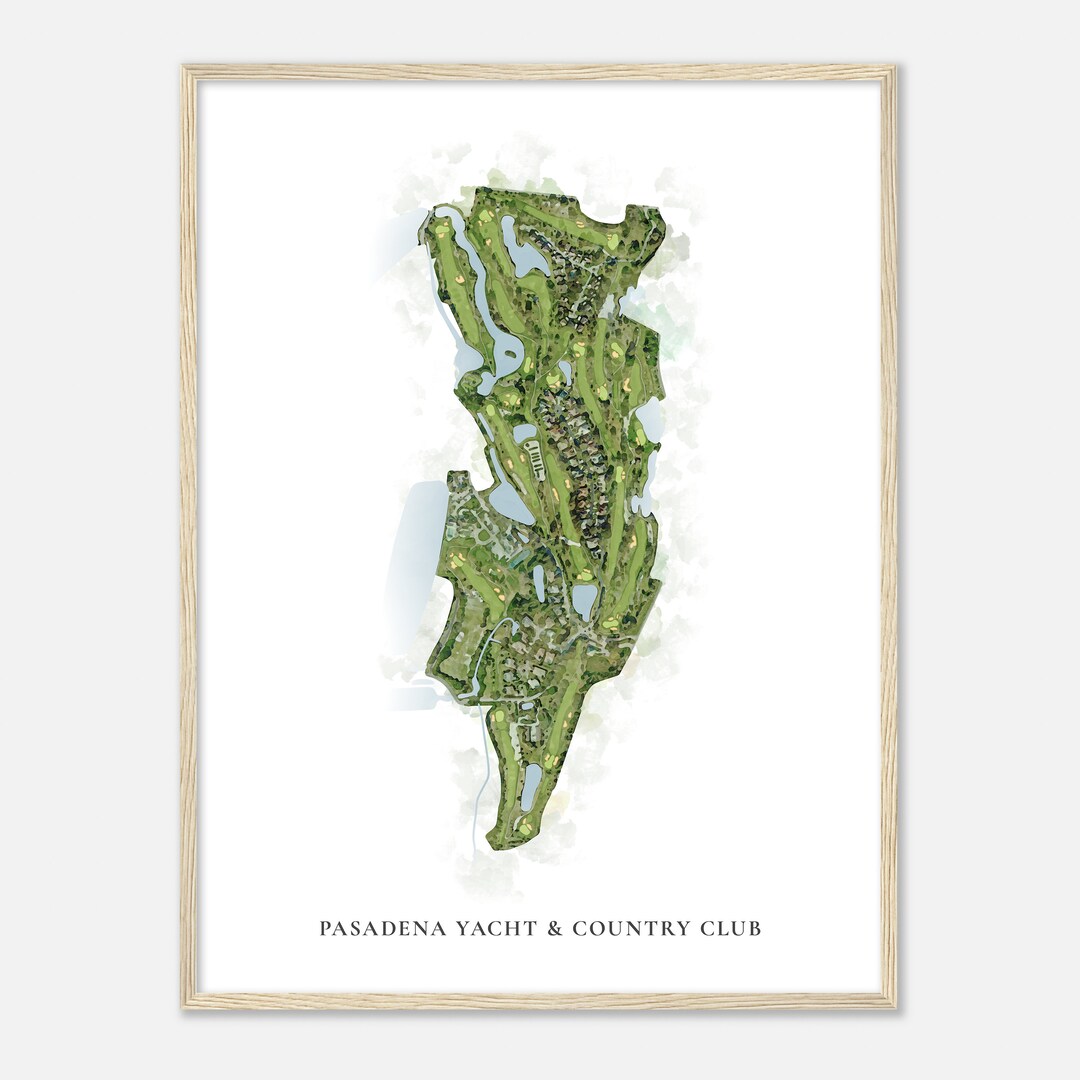 Pasadena Yacht & Country Club, Florida - Classic Watercolor Map ...