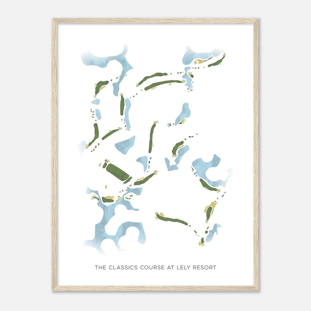 The Classics Course at Lely Resort, Florida - Modern Watercolor Map ...