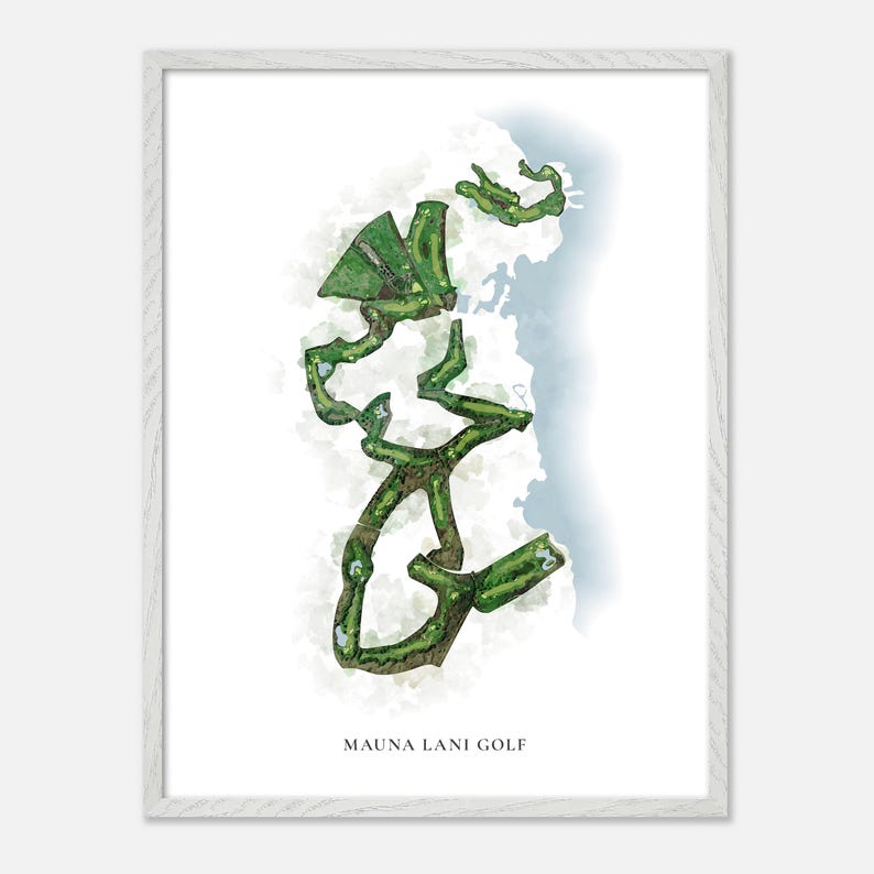 Mauna Lani Golf, Hawaii - Classic Watercolor Map | Golfer Gift, Golf ...