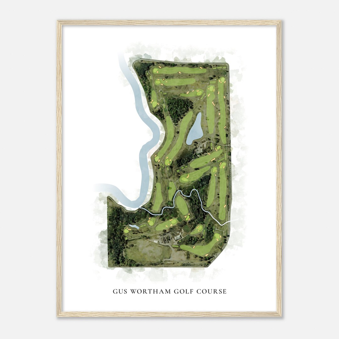 Gus Wortham Golf Course, Texas - Classic Watercolor Map | Golfer Gift ...