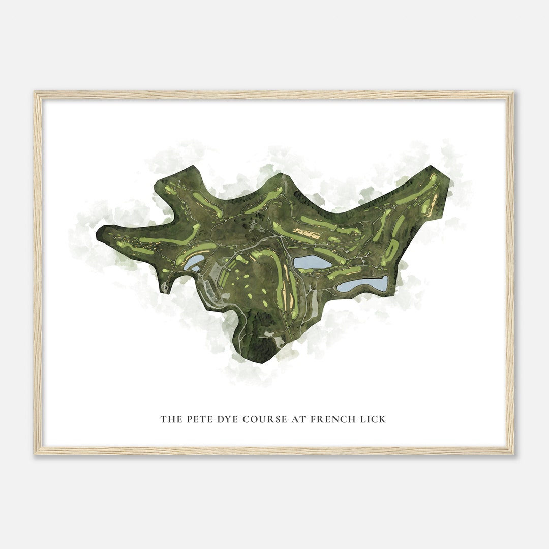 The Pete Dye Course at French Lick, Indiana - Classic Watercolor Map ...