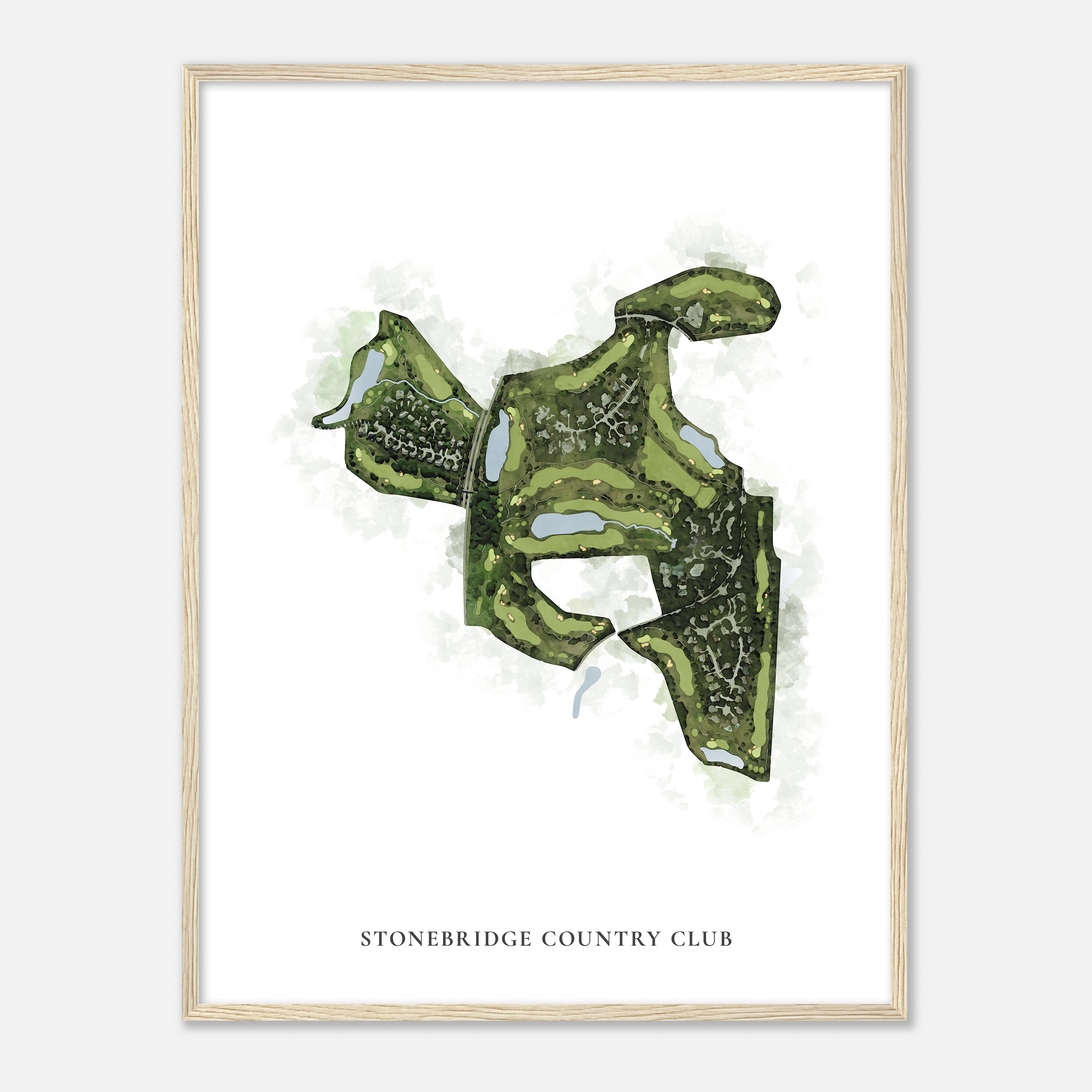 Stonebridge Country Club, Illinois Classic Watercolor Map Golfer Gift ...