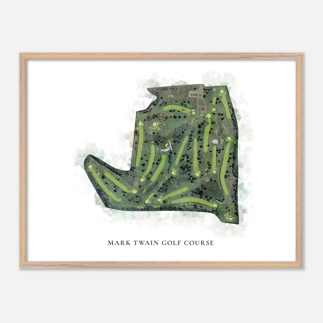 Mark Twain Golf Course in Elmira, New York - Classic Watercolor Map ...