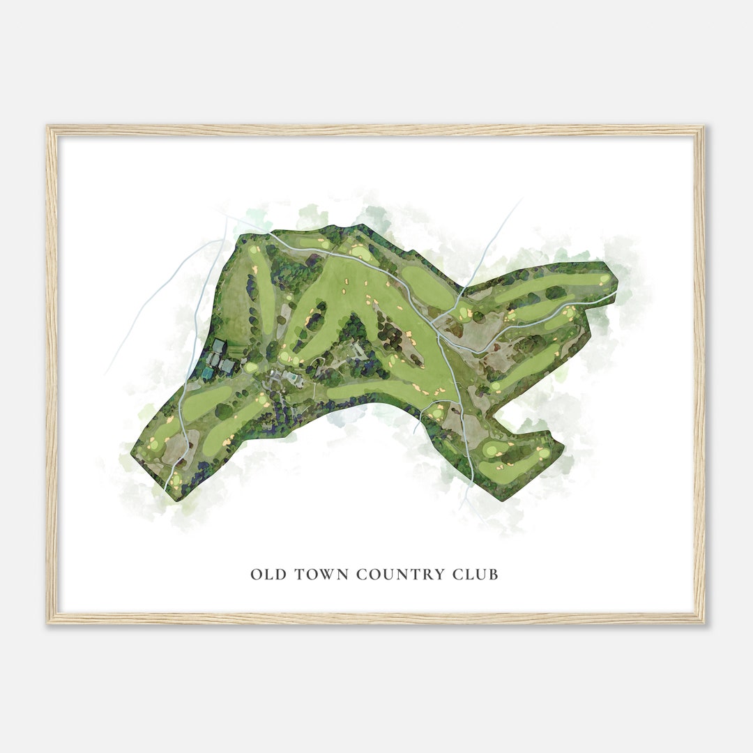 Old Town Country Club, North Carolina - Classic Watercolor Map | Golfer ...