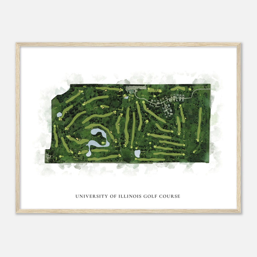 University of Illinois Golf Course, Illinois - Classic Watercolor Map ...