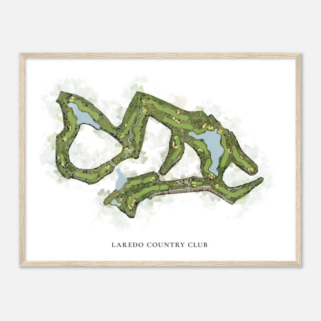 Laredo Country Club, Texas - Classic Watercolor Map | Golfer Gift, Golf ...