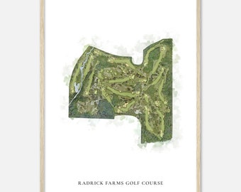 Oak Crest Golf Course, Michigan - Modern Watercolor Map | Golfer Gift ...