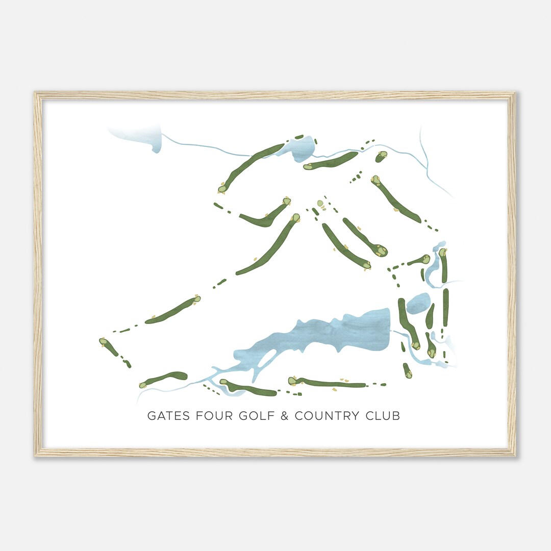Gates Four Golf & Country Club, North Carolina - Modern Watercolor Map ...