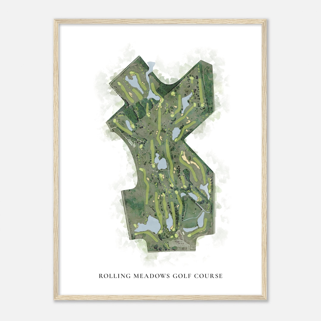 Rolling Meadows Golf Course, Wisconsin - Classic Watercolor Map ...