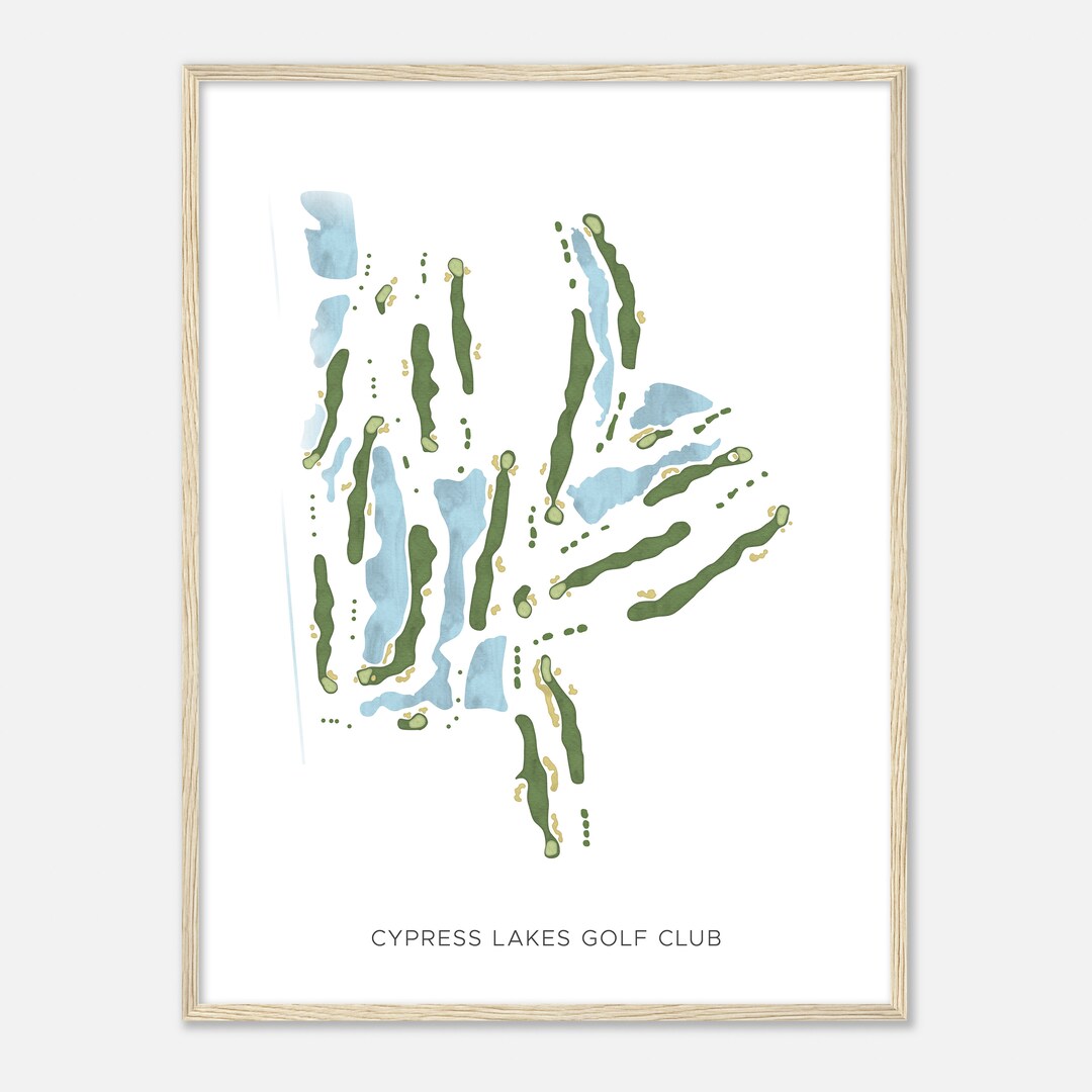 Cypress Lakes Golf Club, Texas - Modern Watercolor Map | Golfer Gift ...