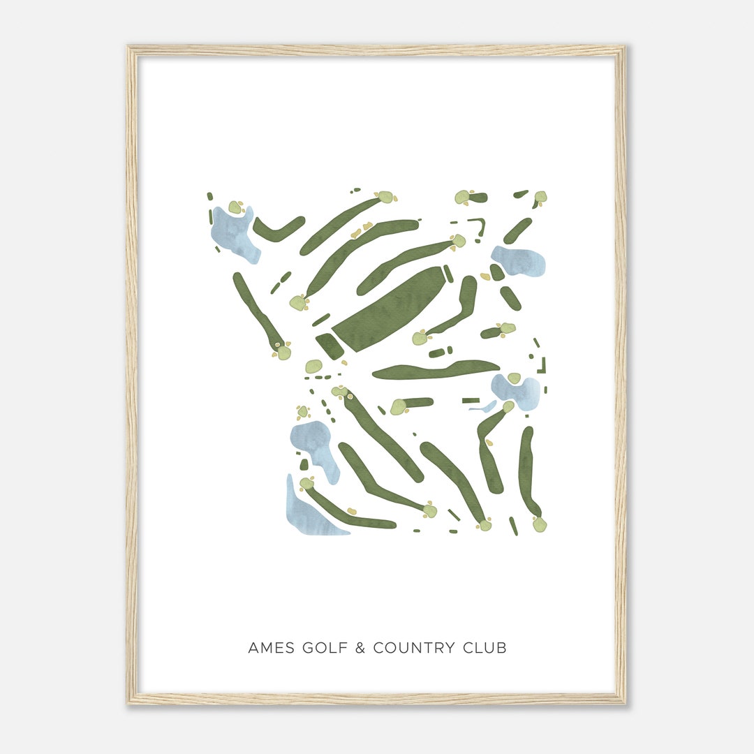 Ames Golf & Country Club, Iowa - Modern Watercolor Map | Golfer Gift ...