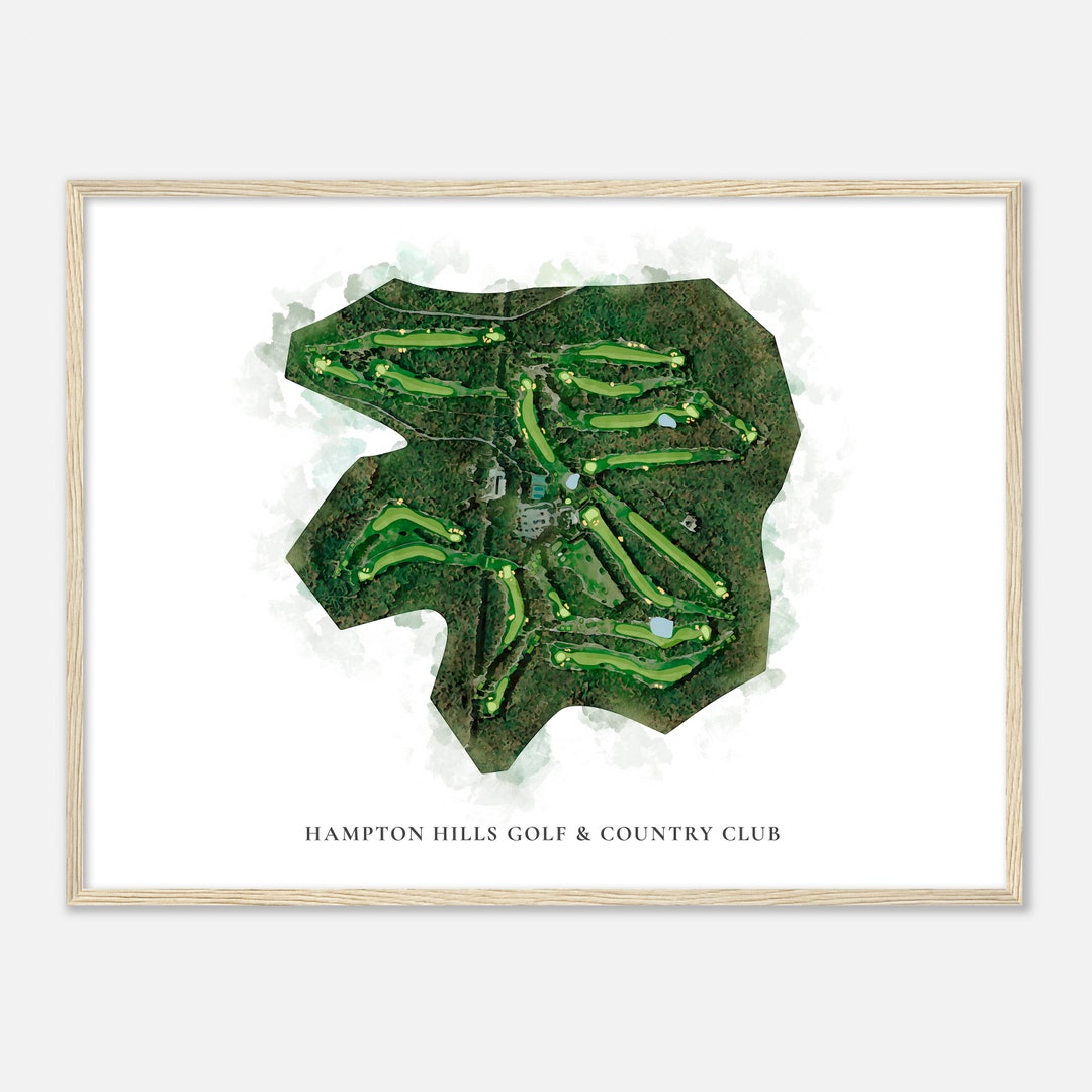 Hampton Hills Golf & Country Club, New York - Classic Watercolor Map ...