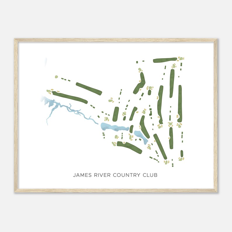 James River Country Club, Virginia Modern Watercolor Map Golfer Gift ...