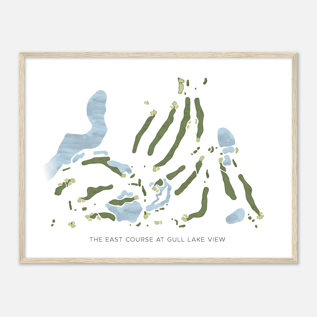 The East Course at Gull Lake View, Michigan - Modern Watercolor Map ...