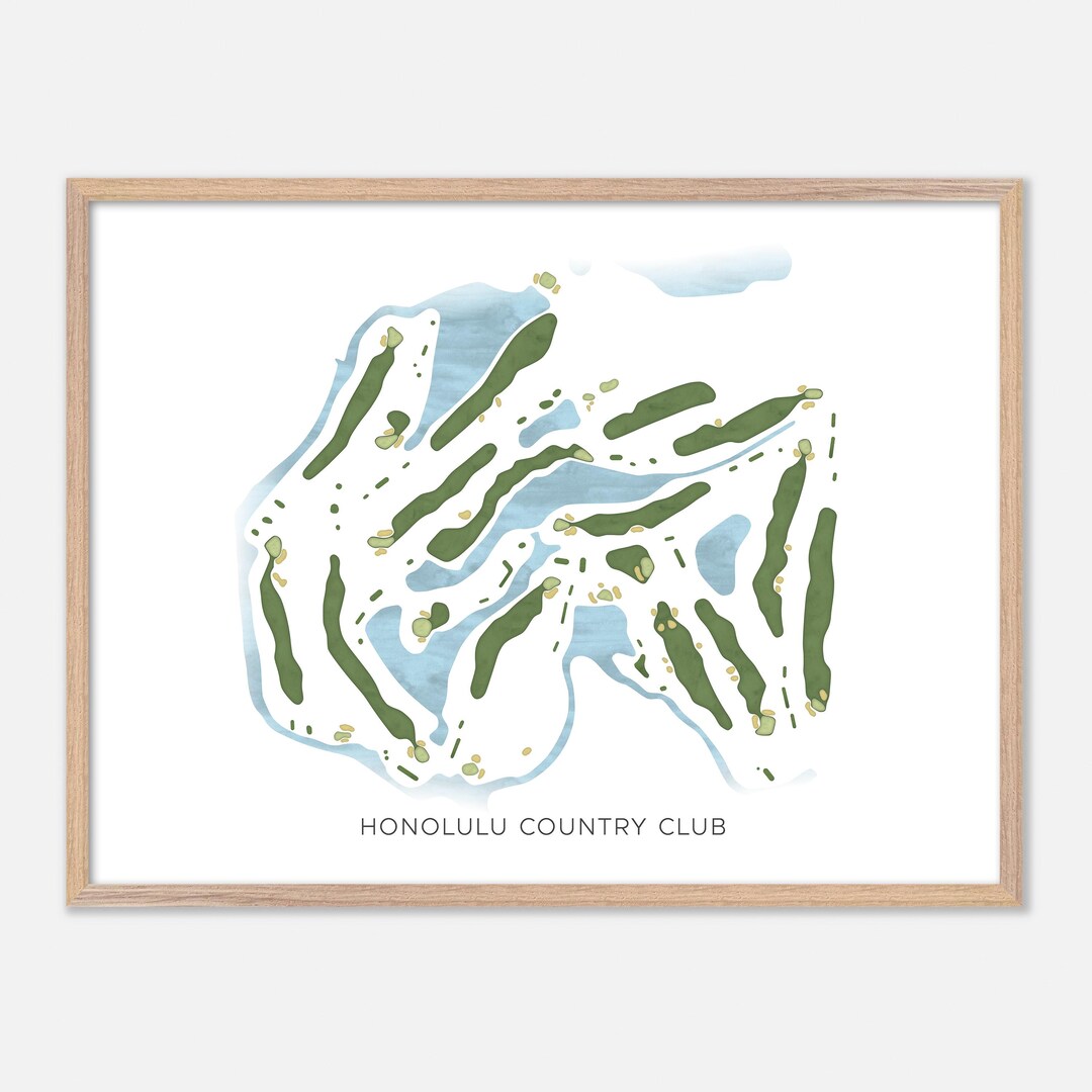 Honolulu Country Club in Honolulu, Hawaii - Modern Watercolor Map ...
