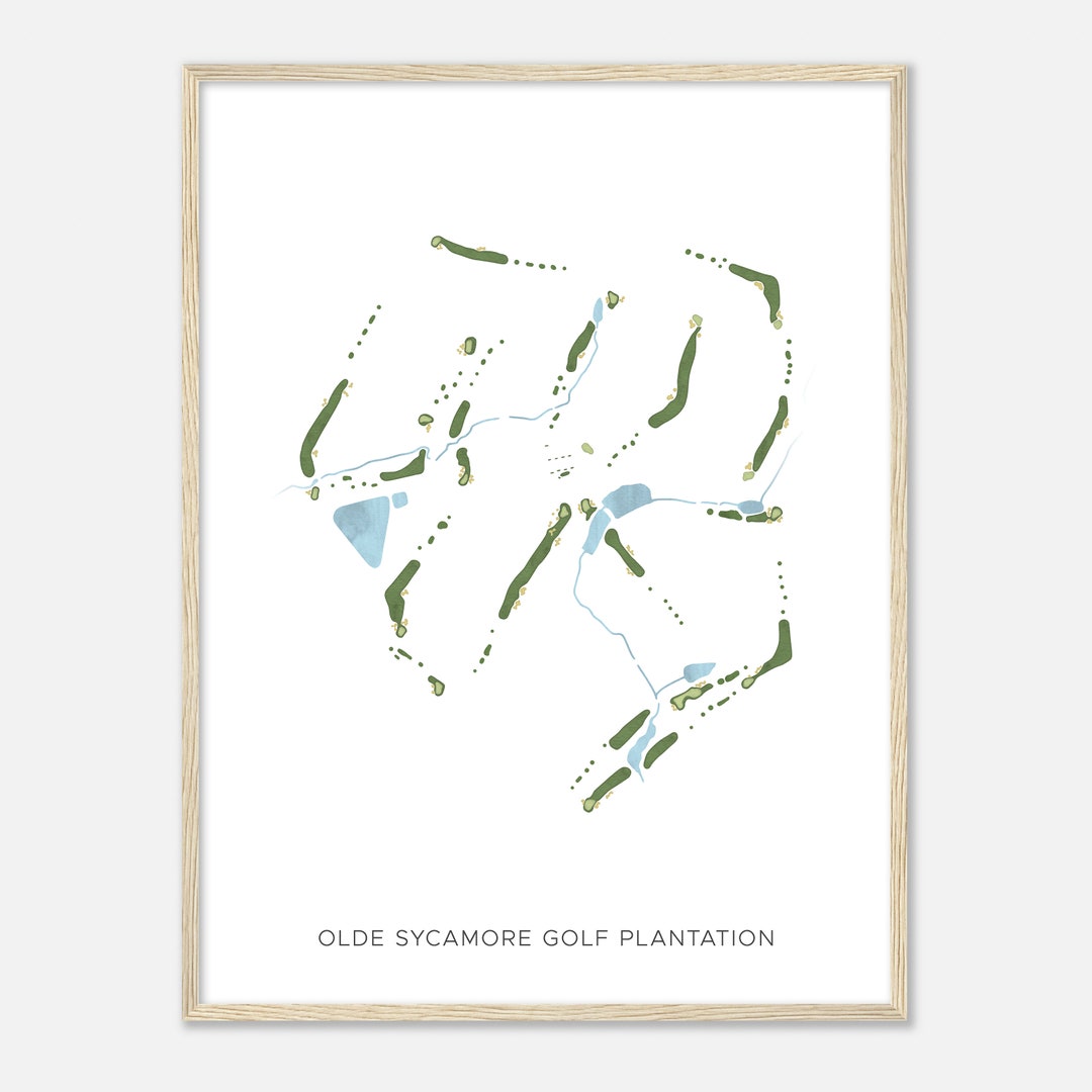 Olde Sycamore Golf Plantation, North Carolina - Modern Watercolor Map ...
