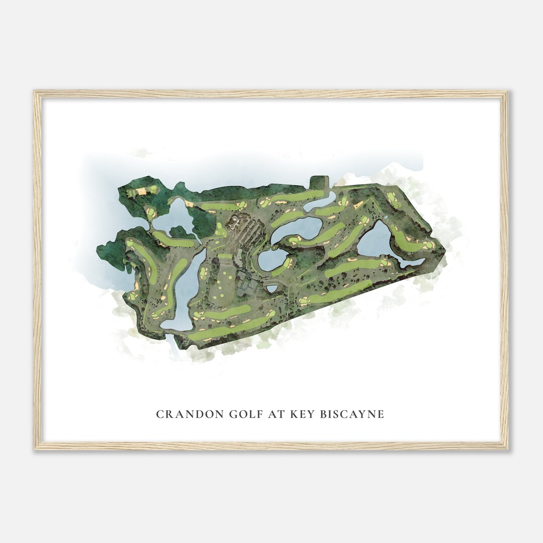 Crandon Golf at Key Biscayne, Florida - Classic Watercolor Map | Golfer ...