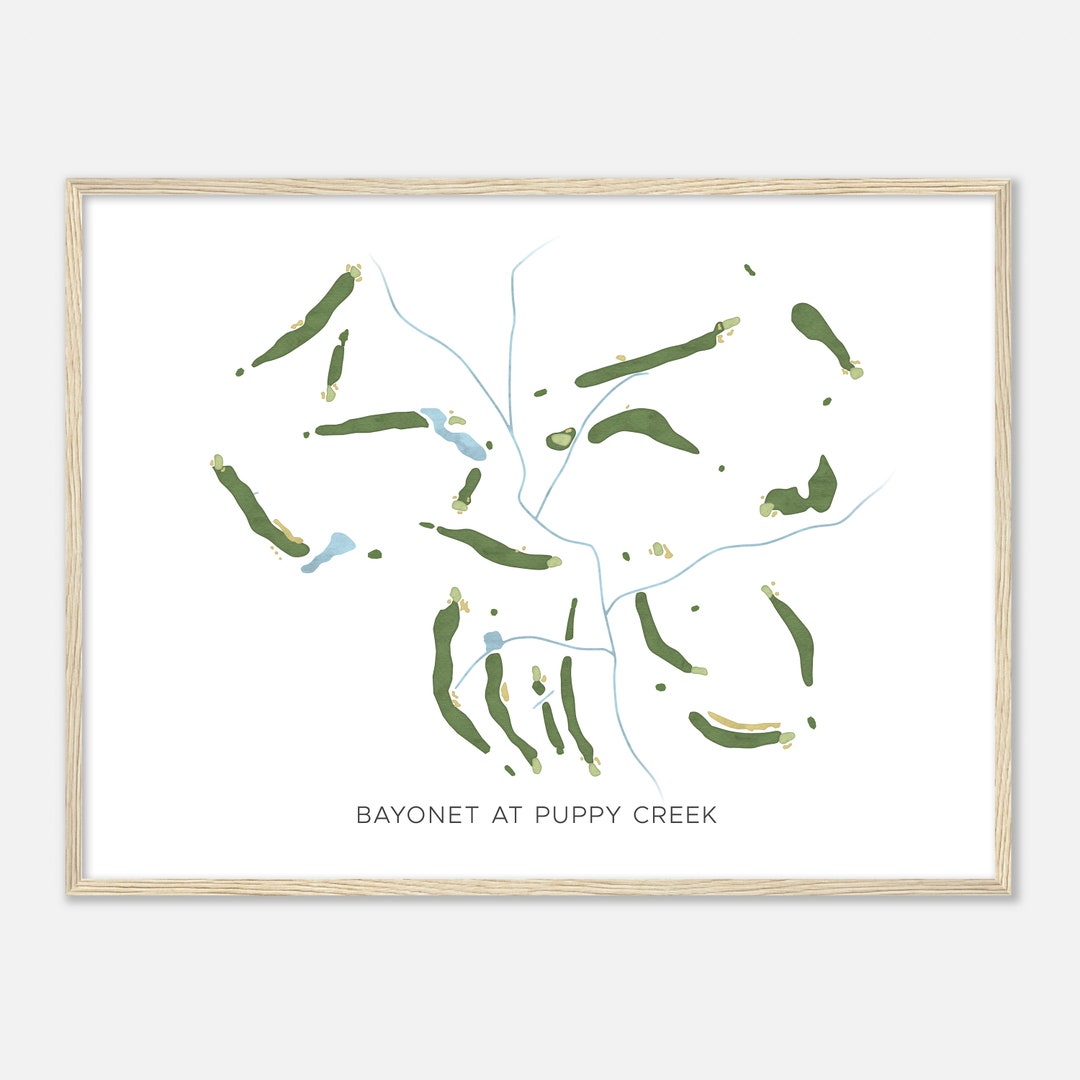Bayonet at Puppy Creek, North Carolina - Modern Watercolor Map | Golfer ...
