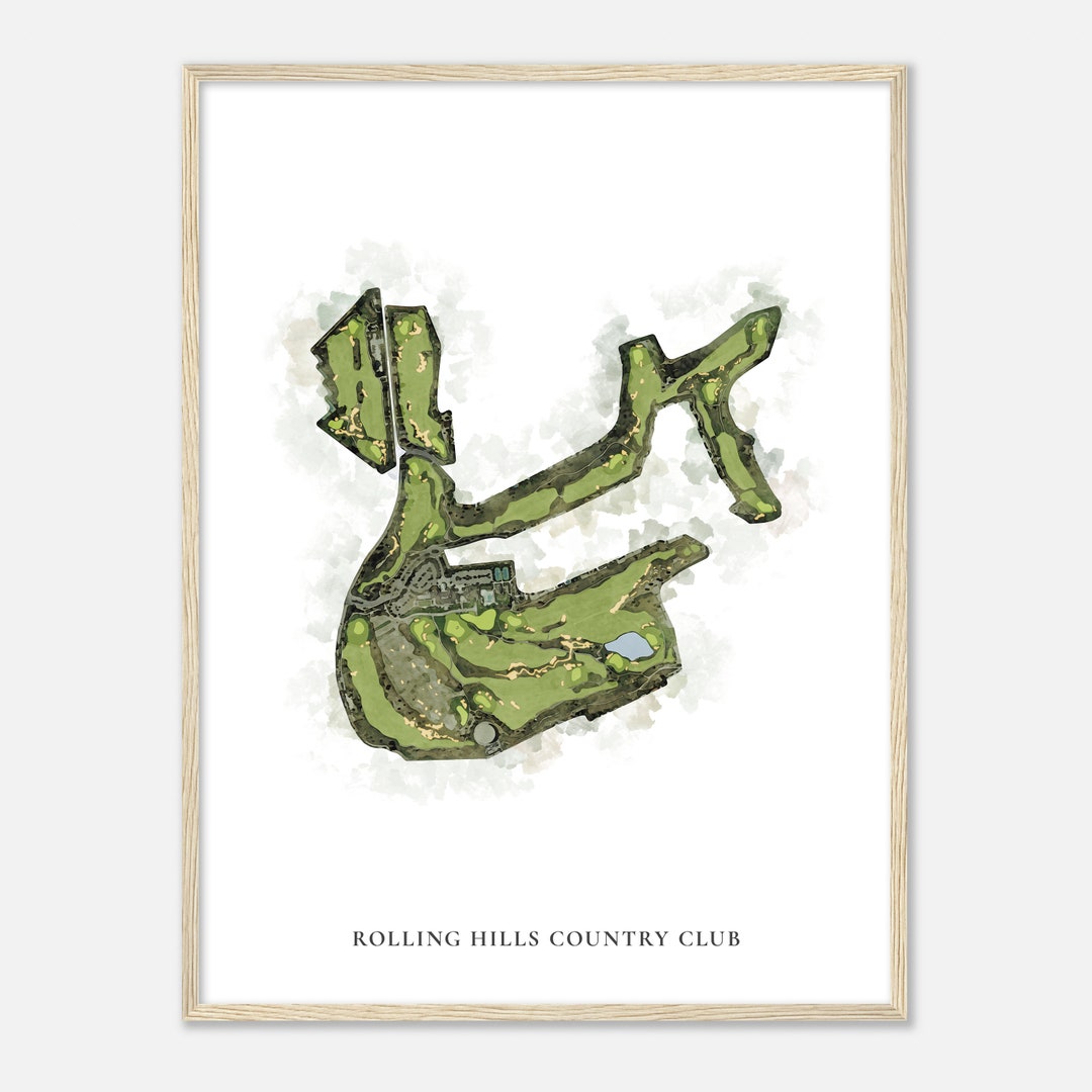 Rolling Hills Country Club, California - Classic Watercolor Map ...