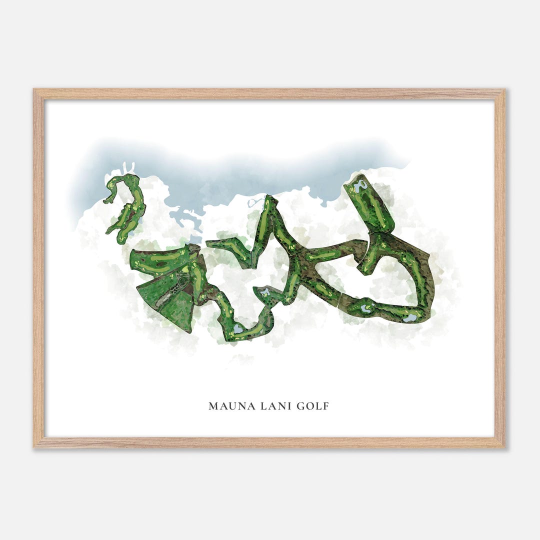 Mauna Lani Golf, Hawaii - Classic Watercolor Map | Golfer Gift, Golf ...
