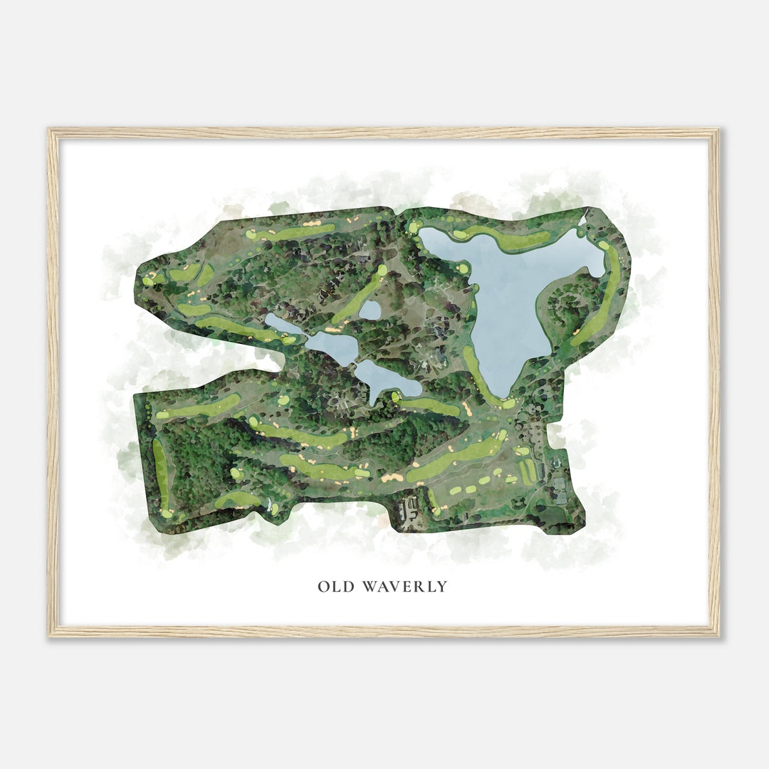 Old Waverly, Mississippi - Classic Watercolor Map | Golfer Gift, Golf ...