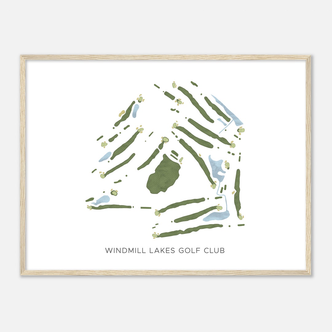 Windmill Lakes Golf Club, Ohio - Modern Watercolor Map | Golfer Gift ...