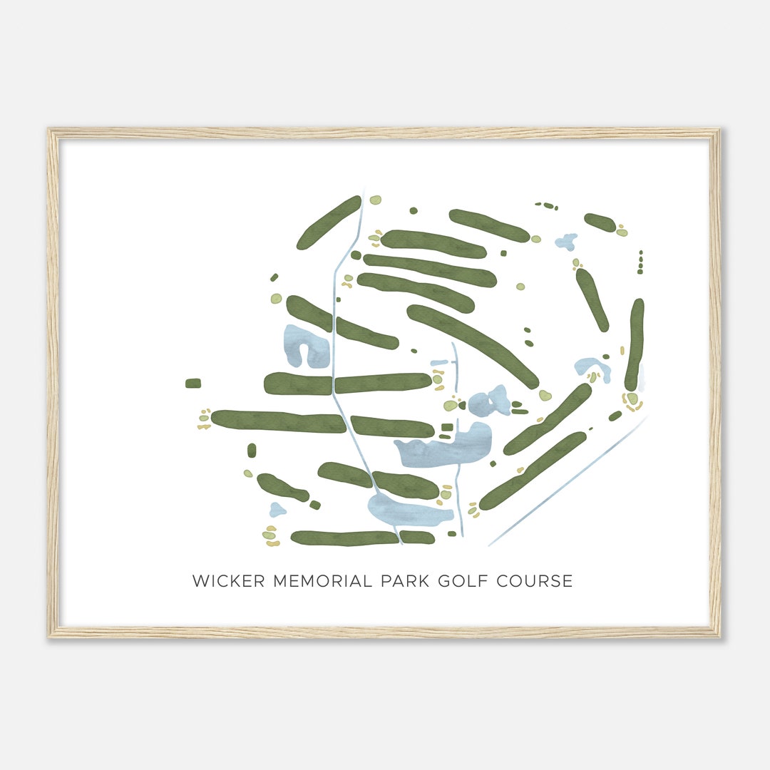 Wicker Memorial Park Golf Course, Indiana - Modern Watercolor Map ...