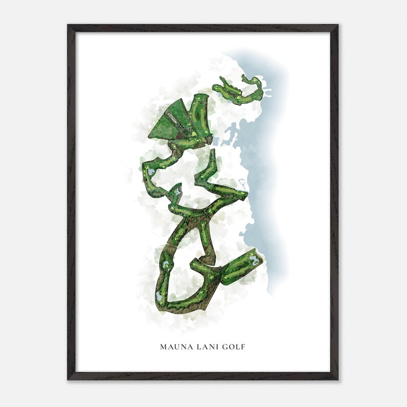 Mauna Lani Golf, Hawaii - Classic Watercolor Map | Golfer Gift, Golf ...